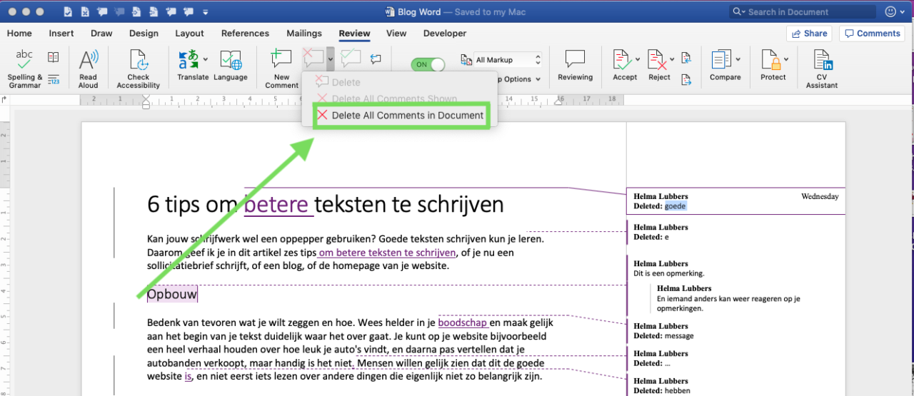 Wijzigingen bijhouden (track changes) in Word | Mevrouw Alfabet